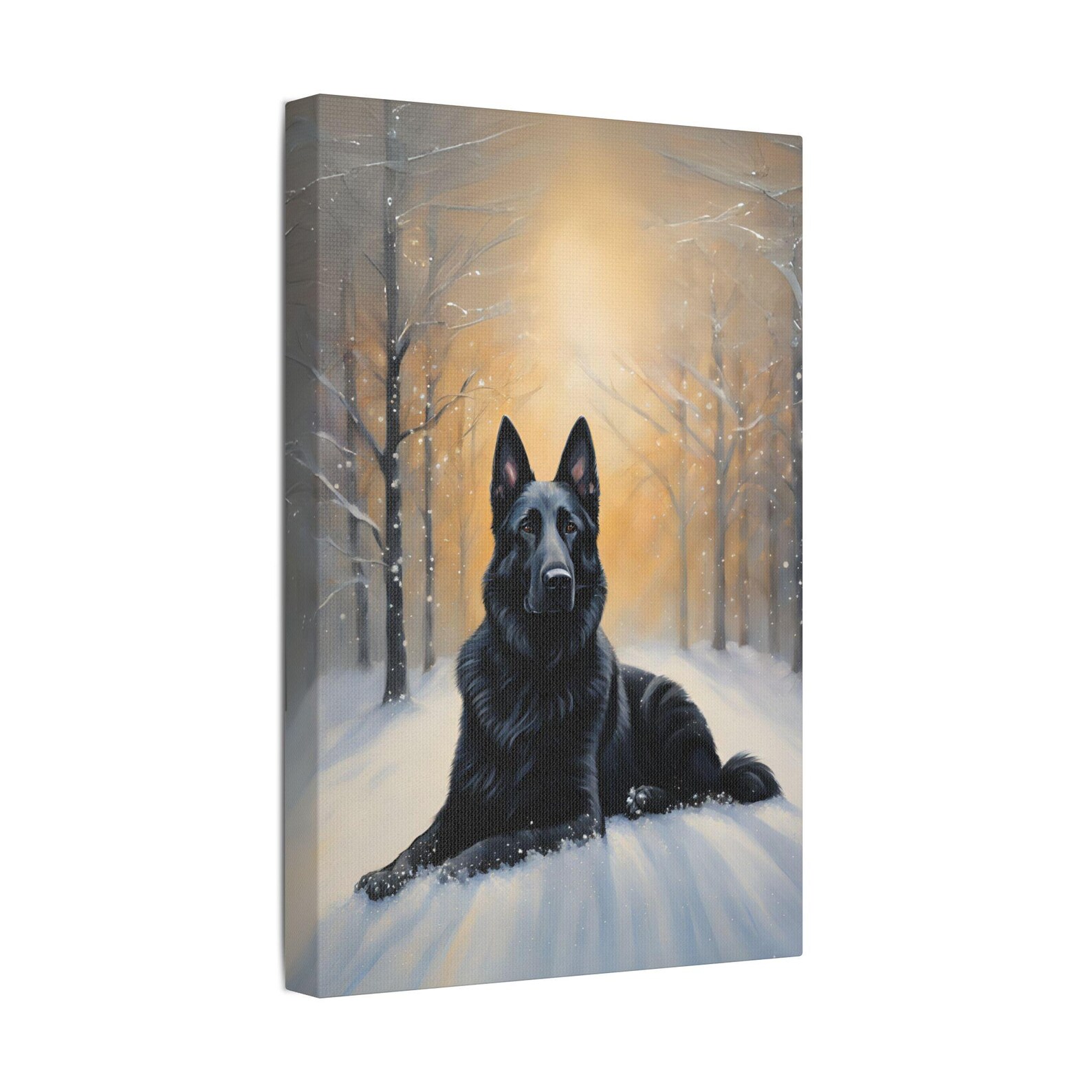 Black German Shepherd Snowscape Canvas: Dog Lover Wall Art - Etsy