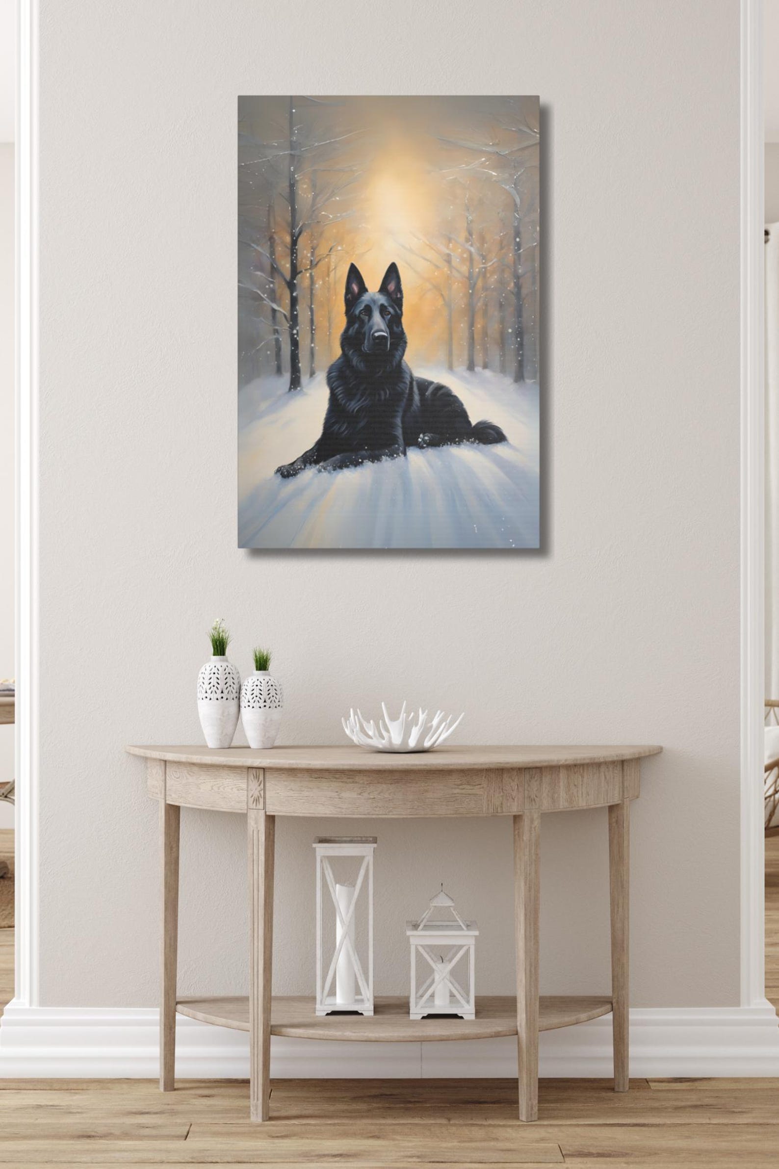 Black German Shepherd Snowscape Canvas: Dog Lover Wall Art - Etsy