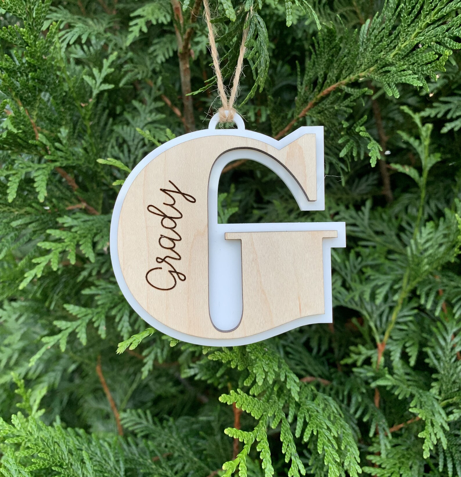 Personalized Initial Christmas Ornament / Monogram Stocking Tag ...