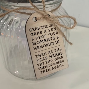 Family Memory Wide Mouth Jar Lid & Tag ONLY / Gratitude Jar Lid / Year ...