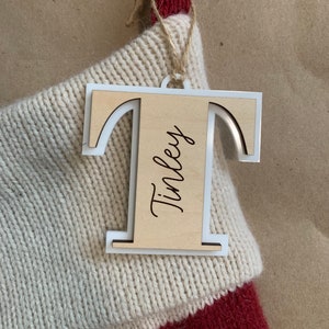 Personalized Initial Christmas Ornament / Monogram Stocking Tag ...