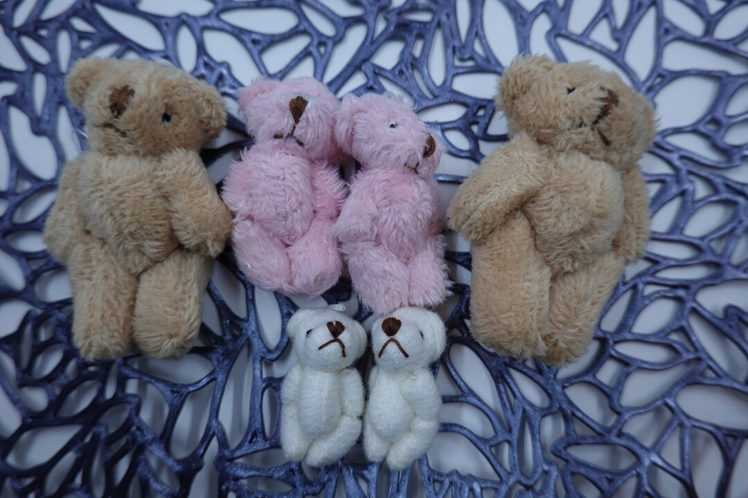 6 Fluff Stuffed Fuzzy Bears for Dollhouse Miniatures Toy Craft Supply ...