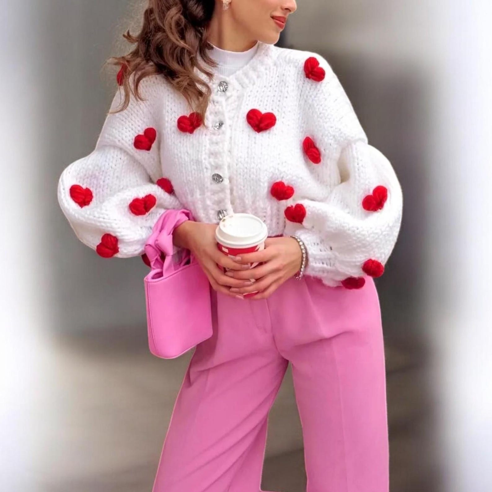 Hand-knitted Love Heart Cardigan – Cozy Wool Blend Design - Etsy