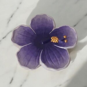 Purple Hibiscus Flower Ceramic Plate - Handmade Decorative Dish for ...