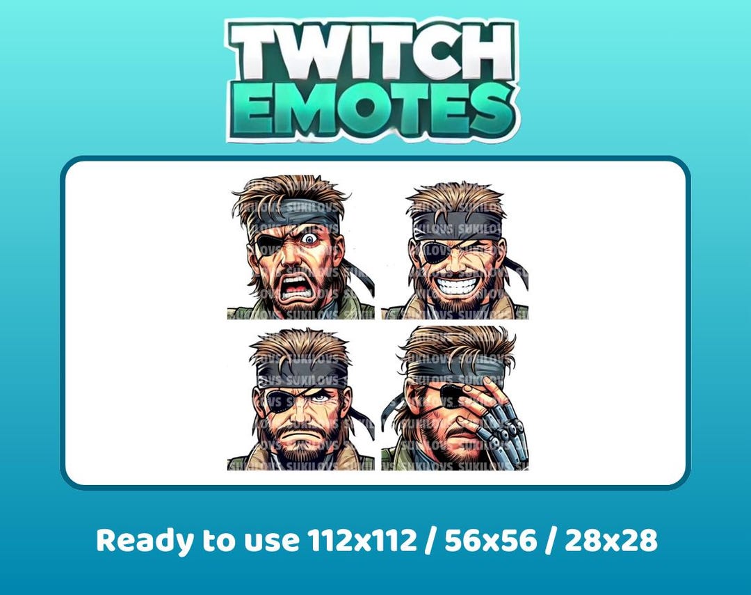 Metal Gear Solid Snake | 4 Emotes | Twitch Emotes | Tiktok Emotes ...