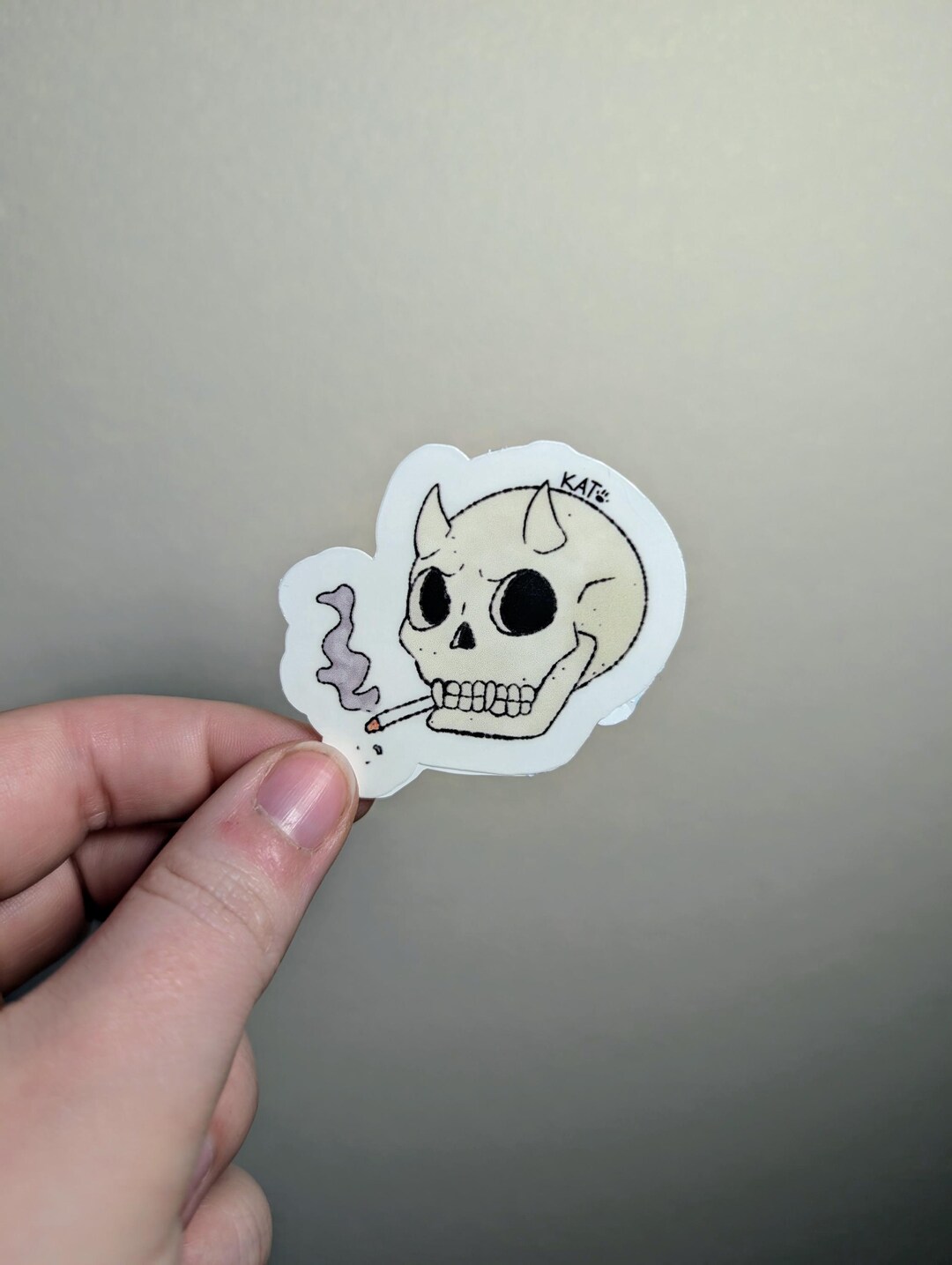 Smoking Demon Skull Sticker | Waterproof Vinyl Decal - Etsy