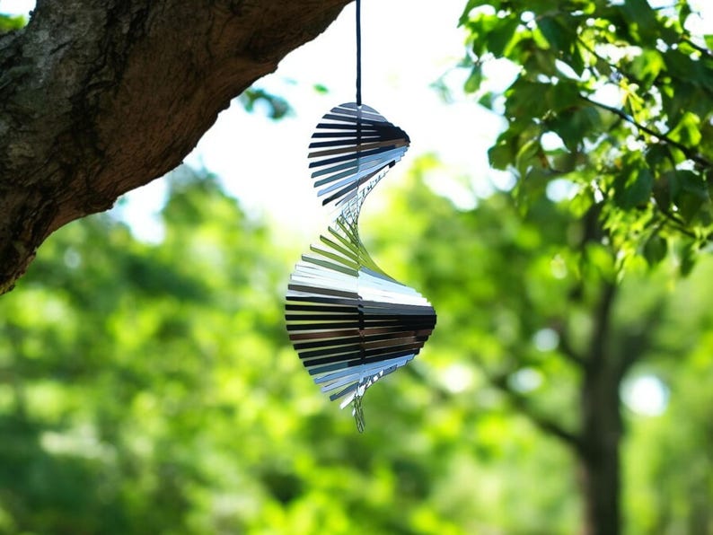 Flip Spinner Wind Chimes | Mirror Reflective Decor | 3D Fishbone ...