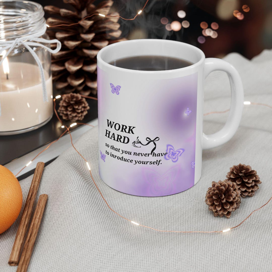 Work Hard Motivational Mug Purple Coffee Cup Productivity Gift for ...