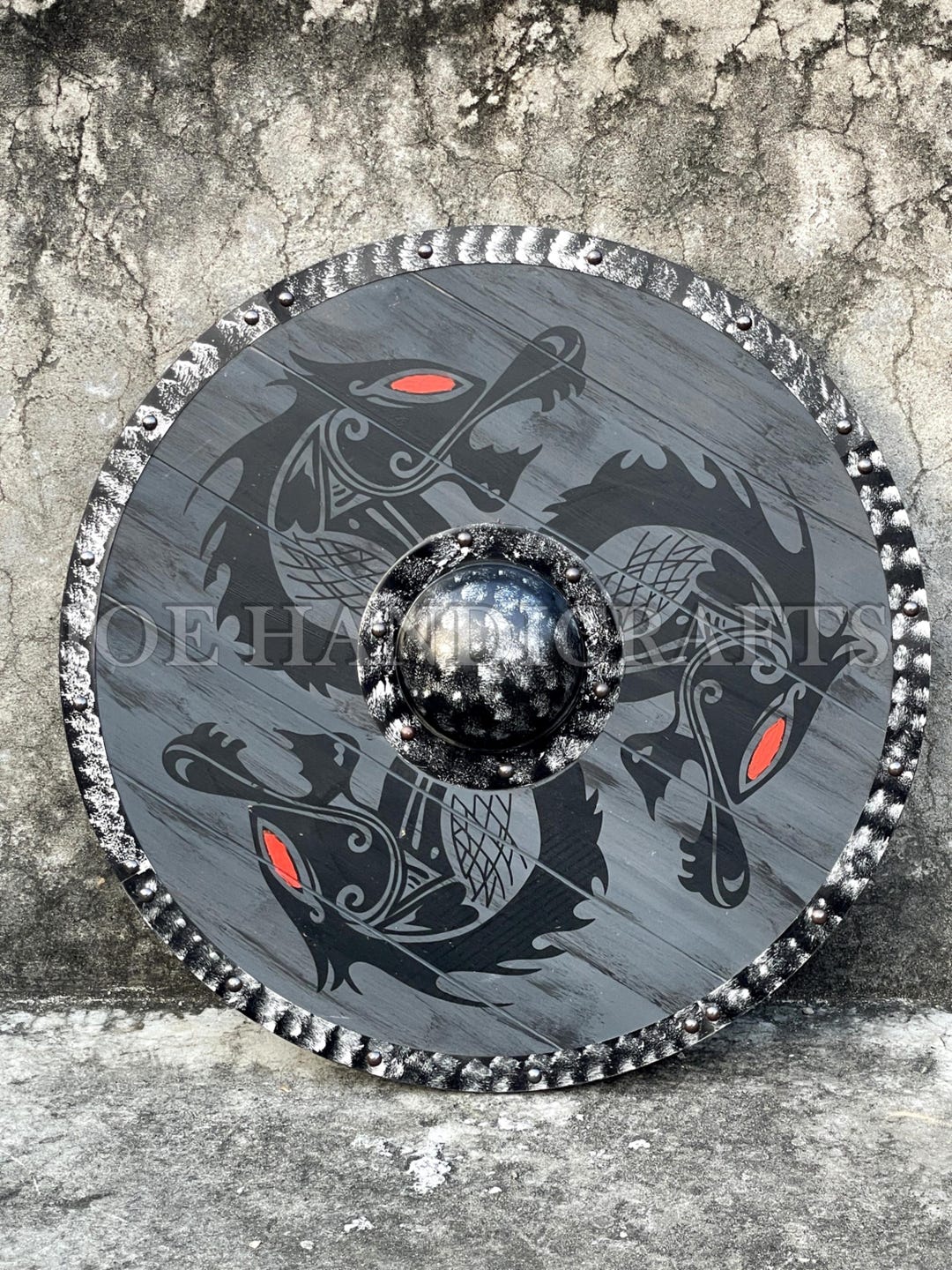 24 Medieval Wood Viking Battle Worn Shield Battle Worn Dragon Shield ...