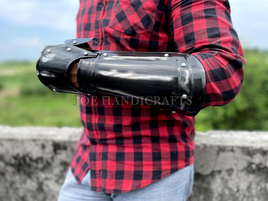 Medieval Steel Blackened Single Bracer Knight Arm Bracer for Halloween ...
