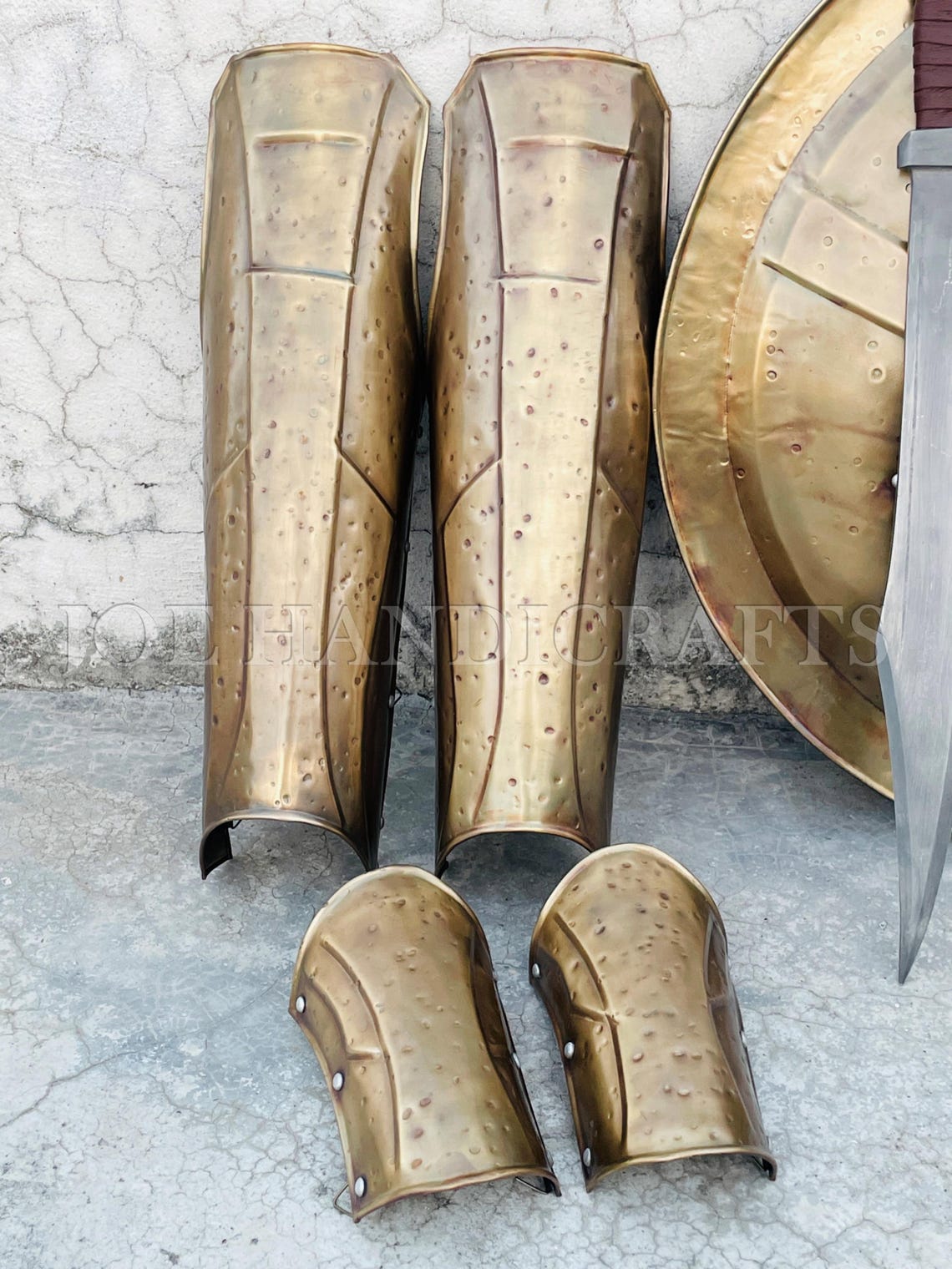 300 Spartan Full Costume Damage Helmet King Leonidas Suit Roman Knight ...