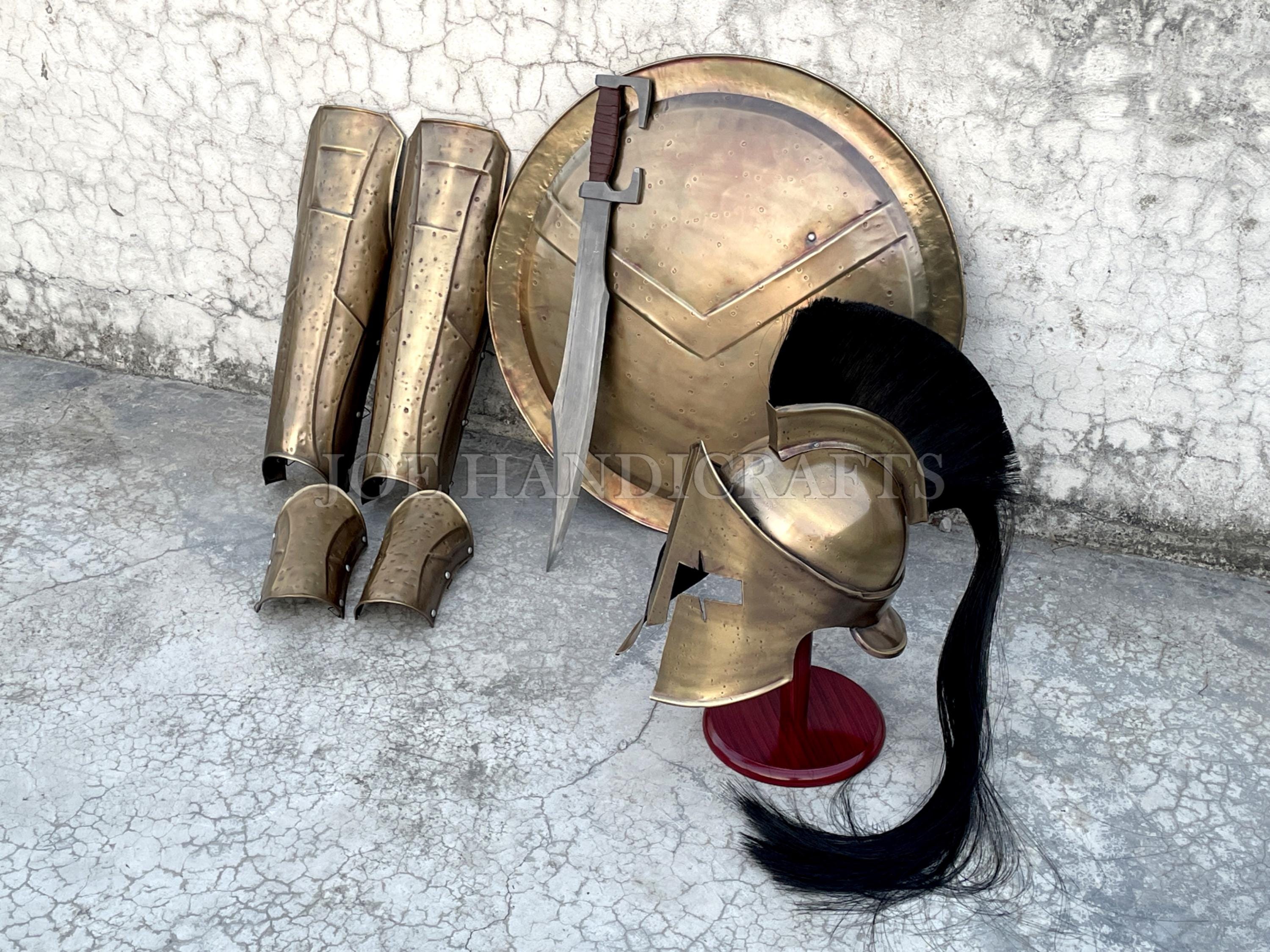 300 Spartan Full Costume Damage Helmet King Leonidas Suit Roman Knight ...