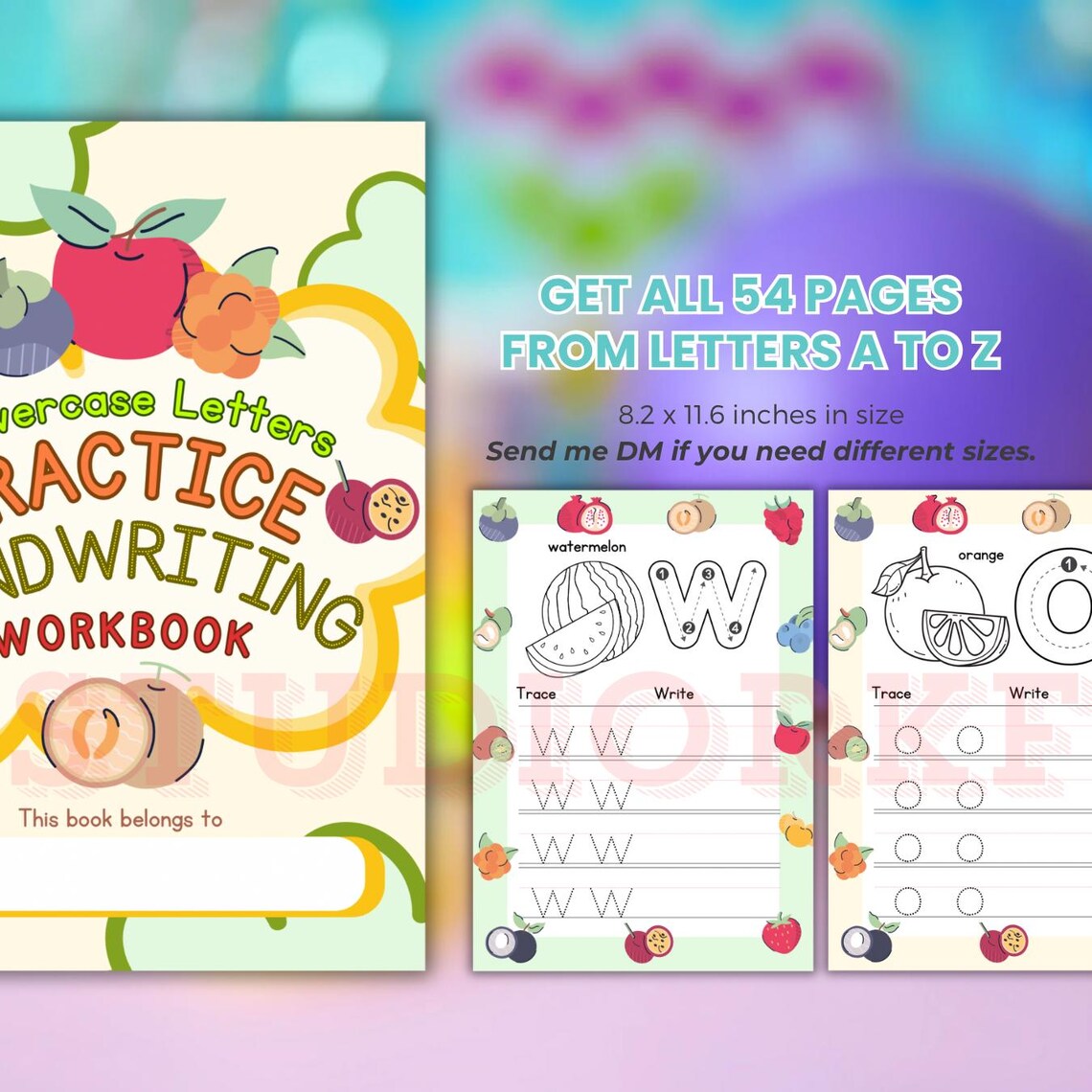 54 Pages Printable Fun Fruity Handwriting Workbook for Kids Lowercase ...