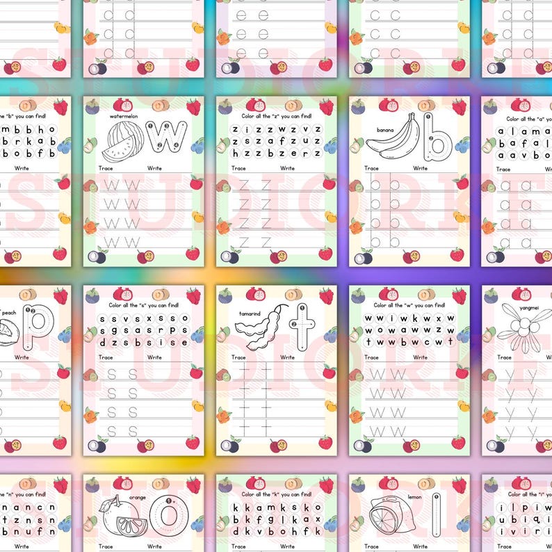 54 Pages Printable Fun Fruity Handwriting Workbook for Kids Lowercase ...