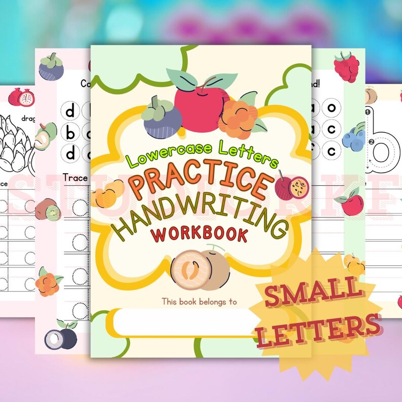 54 Pages Printable Fun Fruity Handwriting Workbook for Kids Lowercase ...