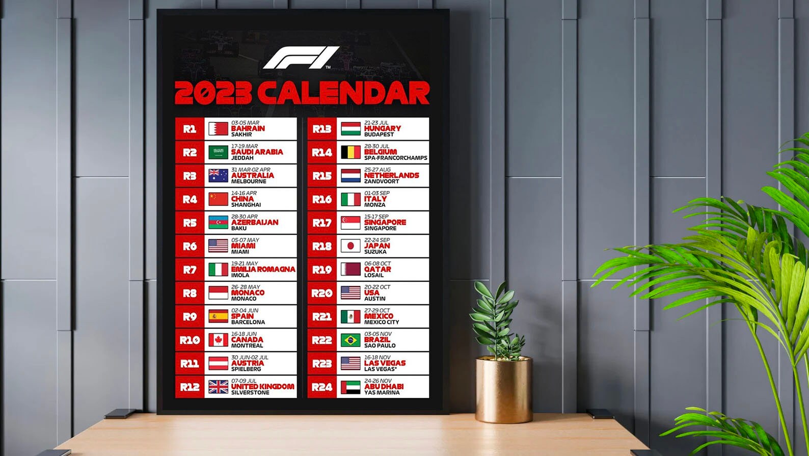 Trendy F1 Calendar 2023 Designs 2023 | Shop On Printerval