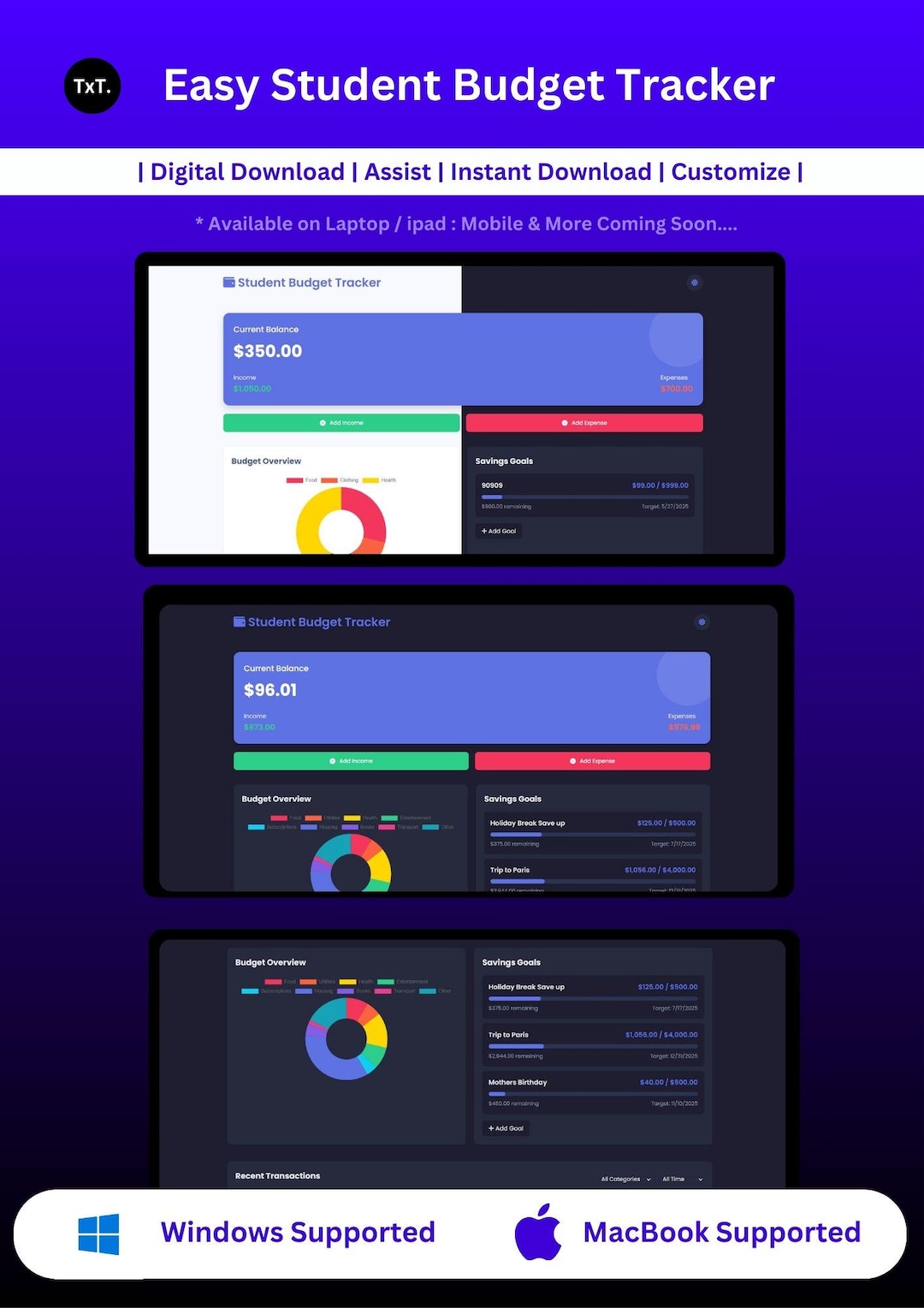 Student Budget Tracker, Instant Download, Digital, App, Basic Budget ...