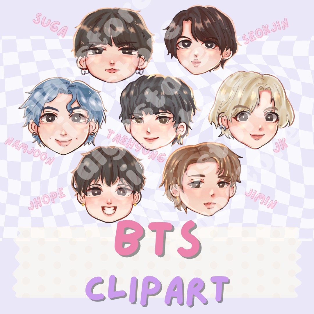 BTS Clipart, Jungkook, Taehyung , Png, Jpg, Stickers, Digital Print ...