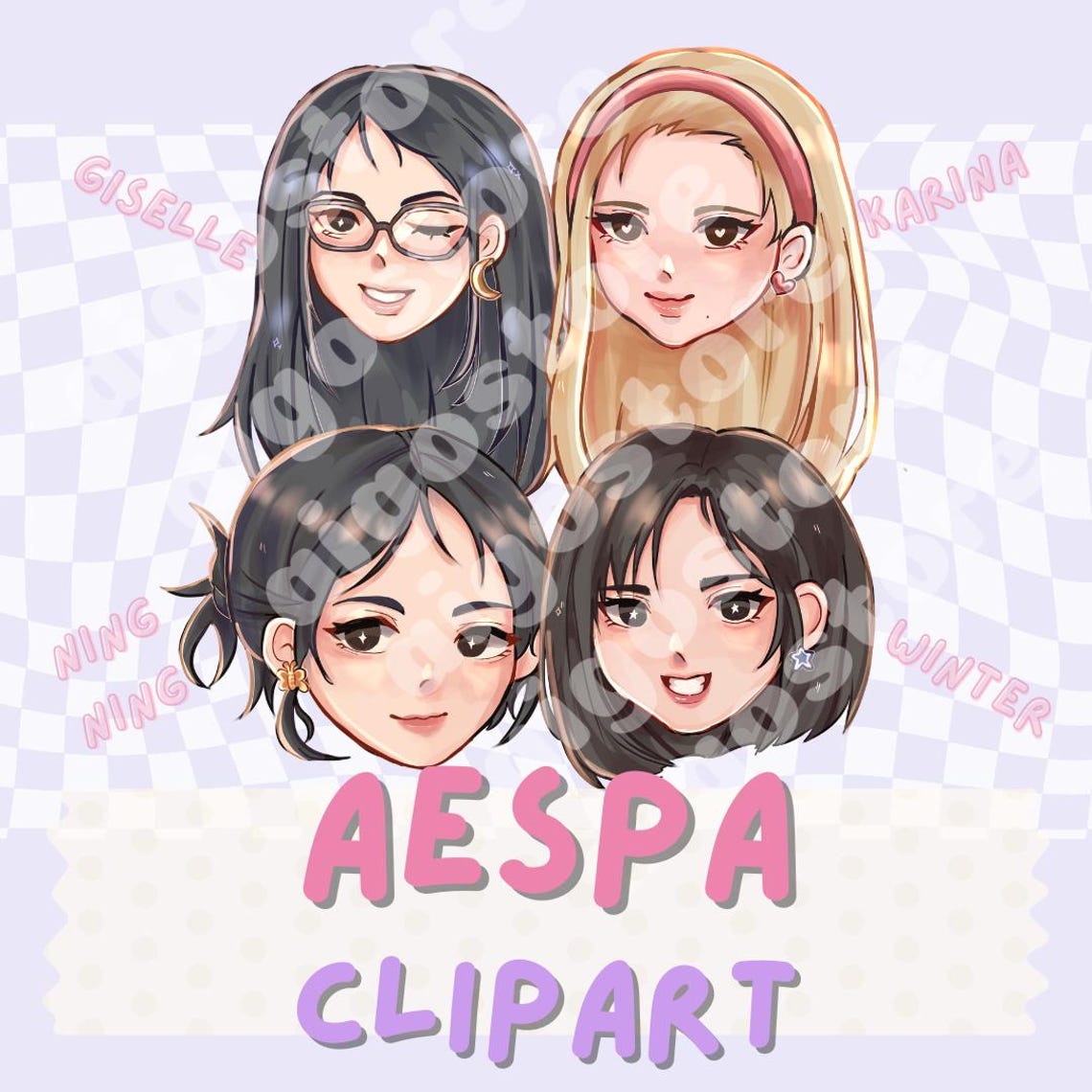 Aespa Clipart, Png, Jpg, Stickers, Digital Print, Kawaii, Cute, Kpop ...