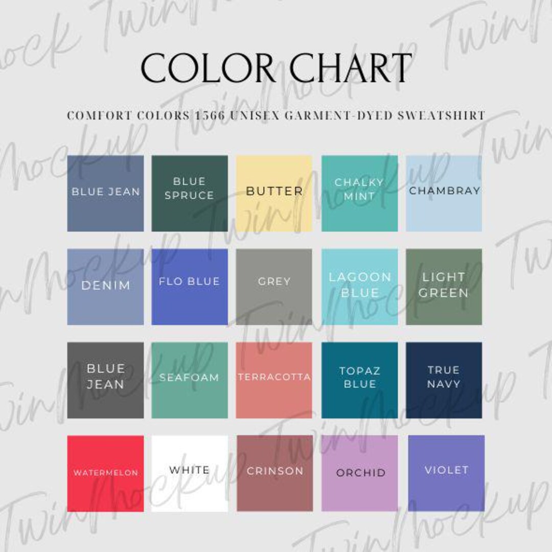 Comfort Colors 1566 Color Chart for Printify Users, Editable Canva ...