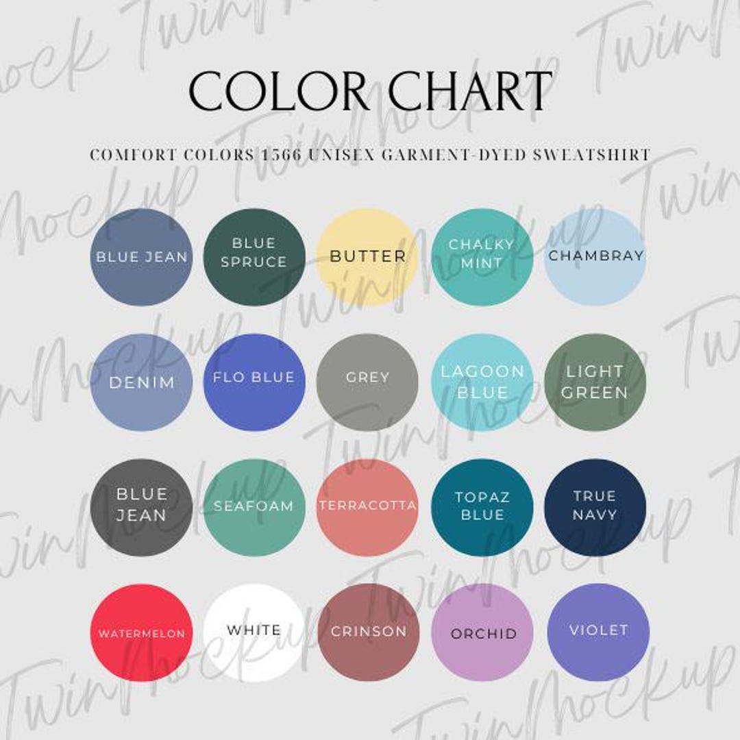 Comfort Colors 1566 Color Chart for Printify Users, Editable Canva ...
