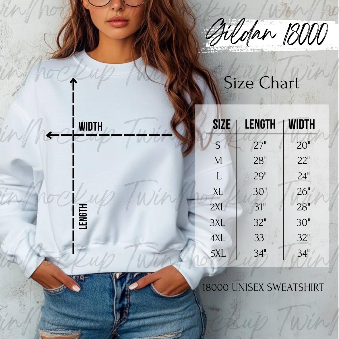 Gildan 18000 Size Chart for Printify Users, Editable Template Sizing ...