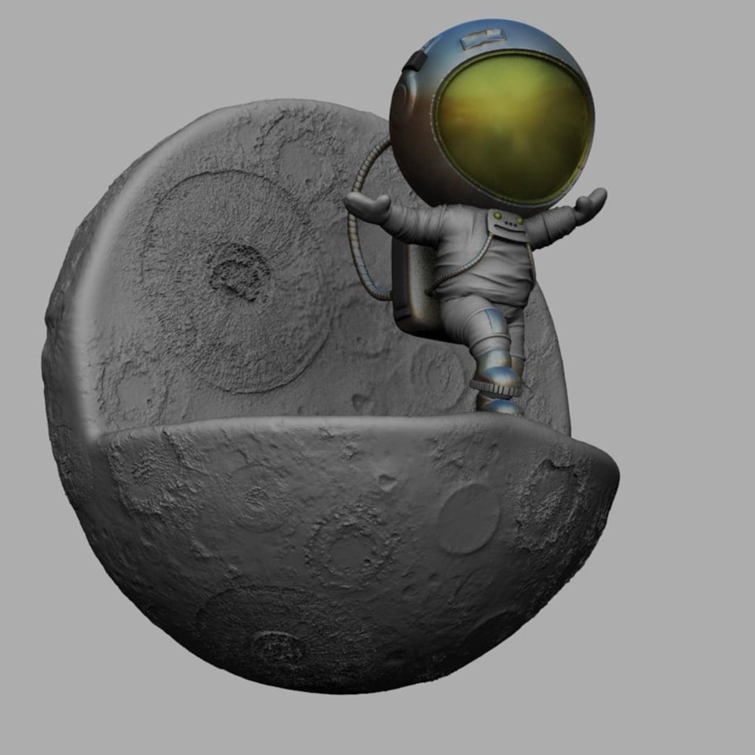 Spaceman Astronaut on Moon STL File for 3D Printing - Etsy