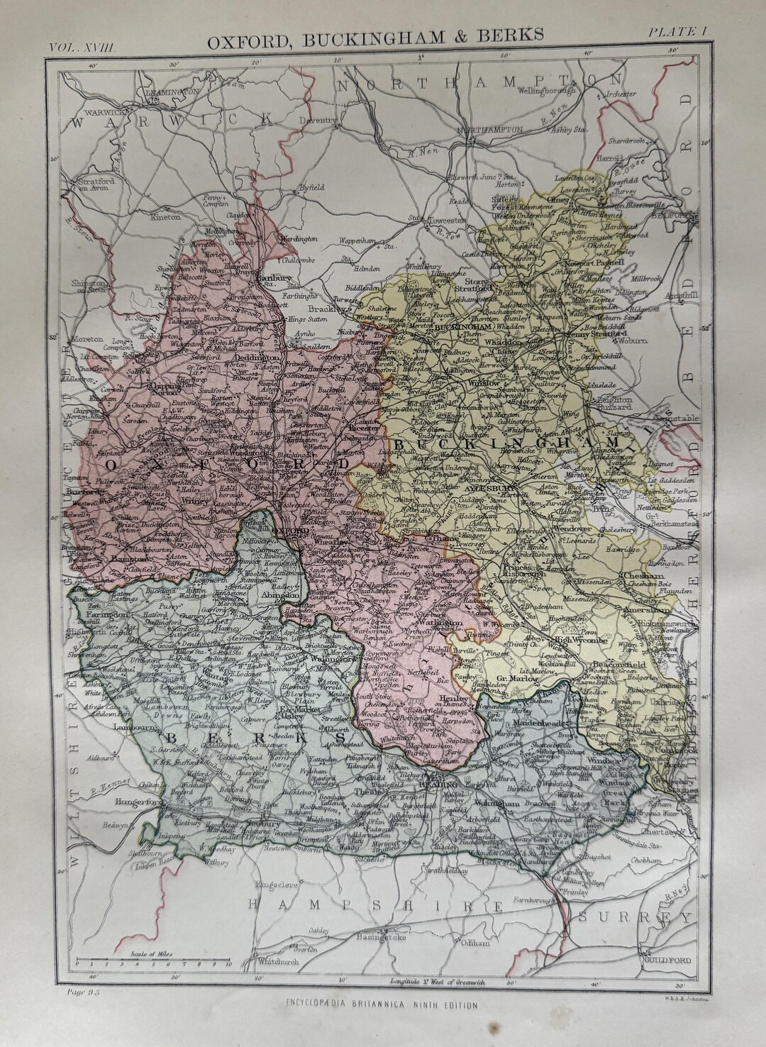 Different Home Counties. Antique County Maps of England From 1880's. - Etsy