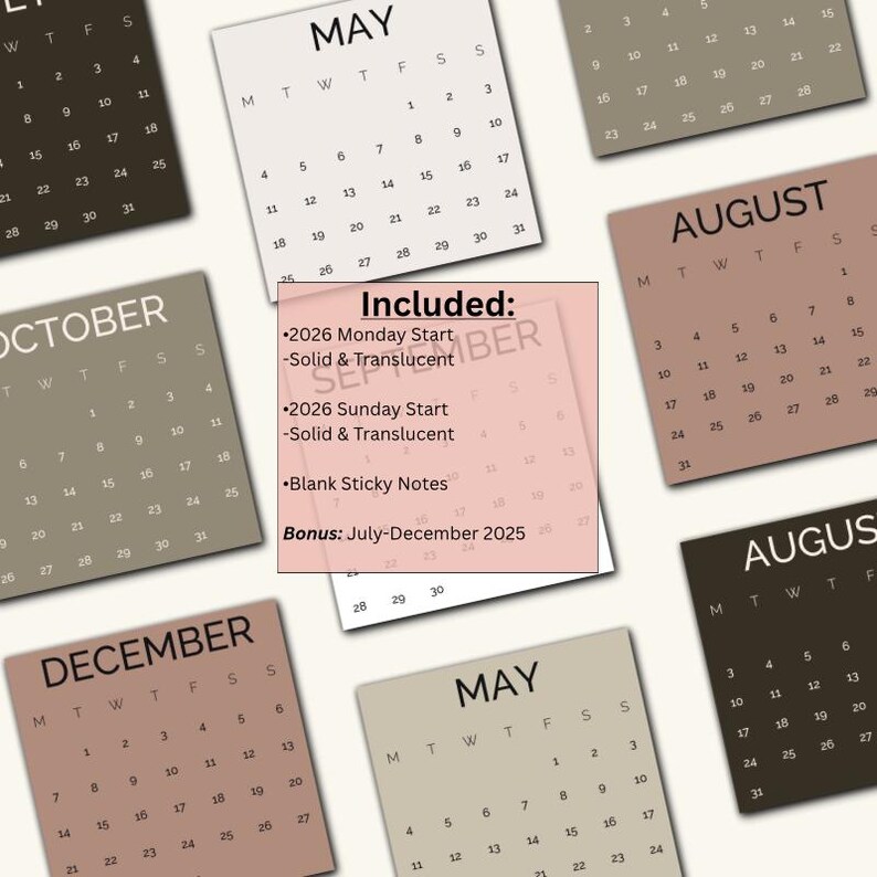 2026 Mini Calendar Stickers for Digital Planners & Journals (goodnotes ...