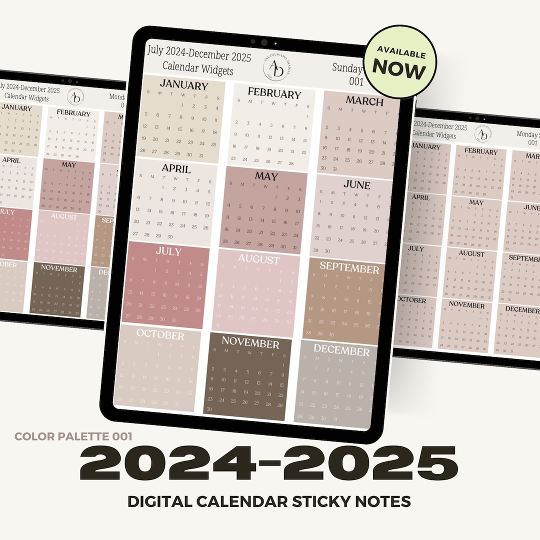 Digital Calendar Sticky Notes Neutral Digital Stickers Monday and ...