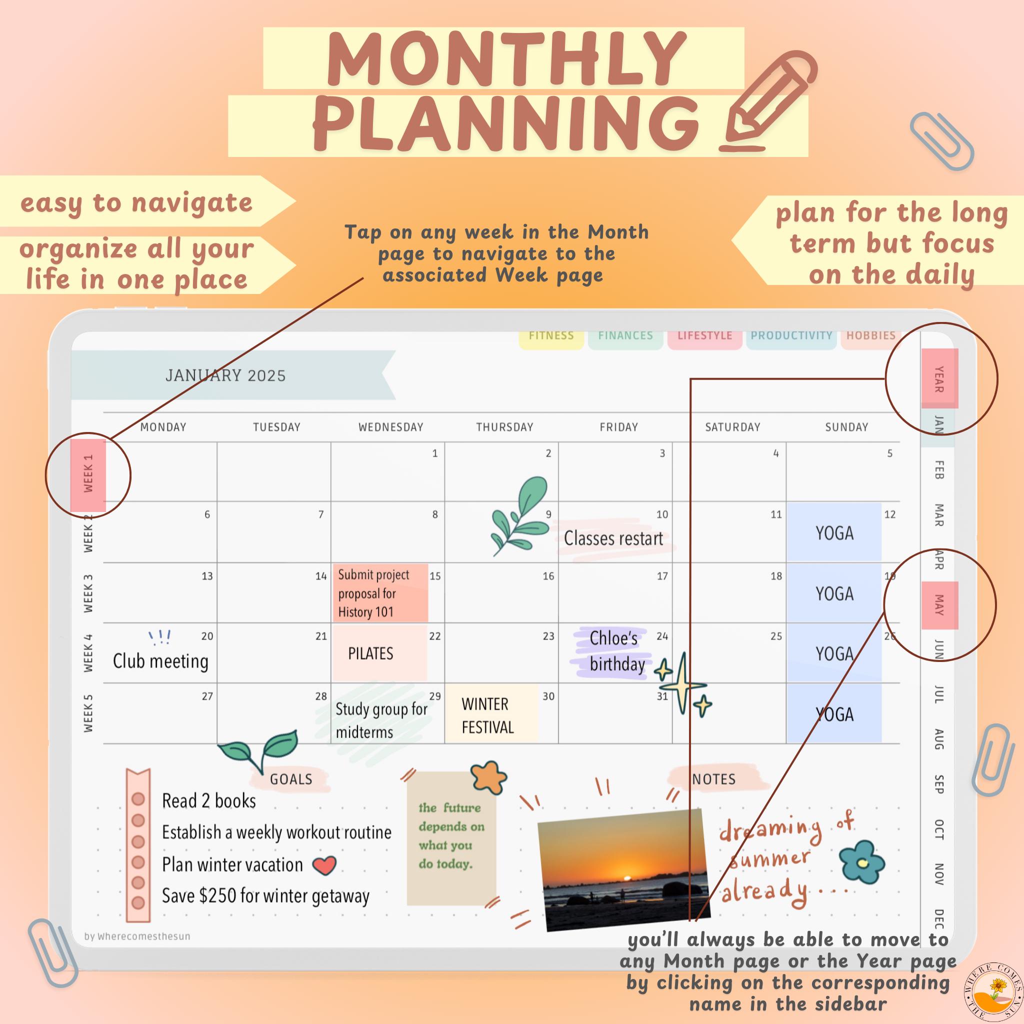 All-in-one Digital Planner 2024 2025 Goodnotes Planner Notability ...