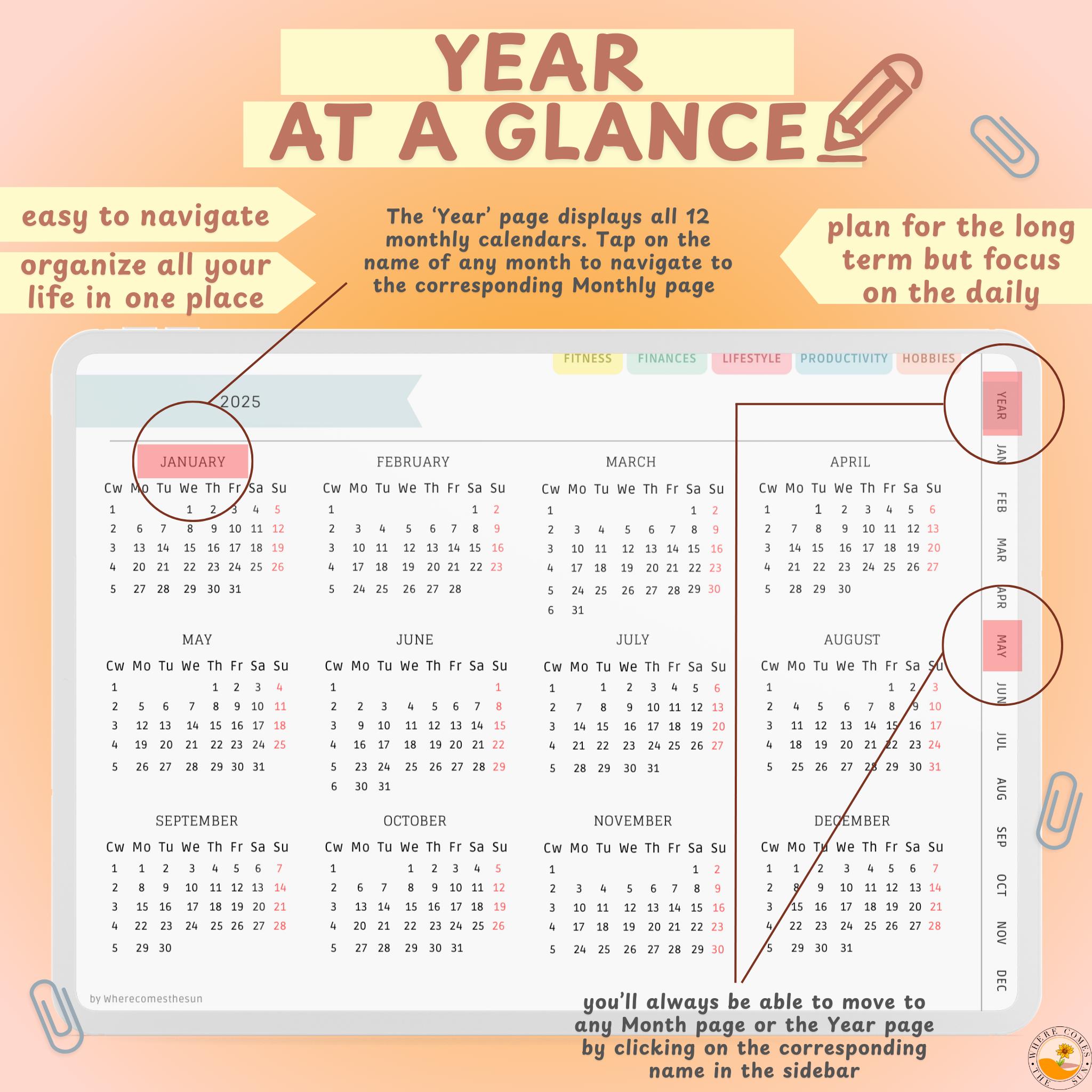 All-in-one Digital Planner 2024 2025 Goodnotes Planner Notability ...