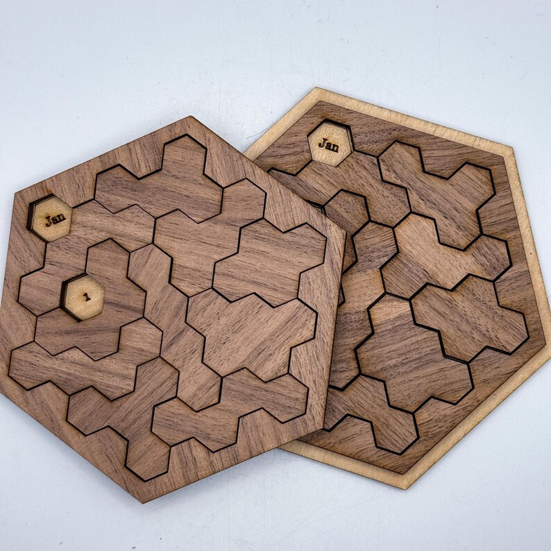 Hexagonal Daily Calendar Puzzle | Personalised Custom Message Lid ...