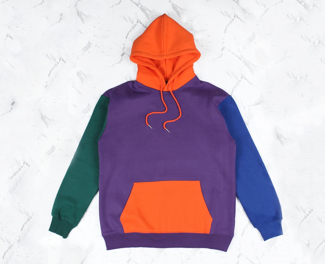 Purple Color Block Hoodie | 80s 90s Vintage Inspired | Retro Multi ...