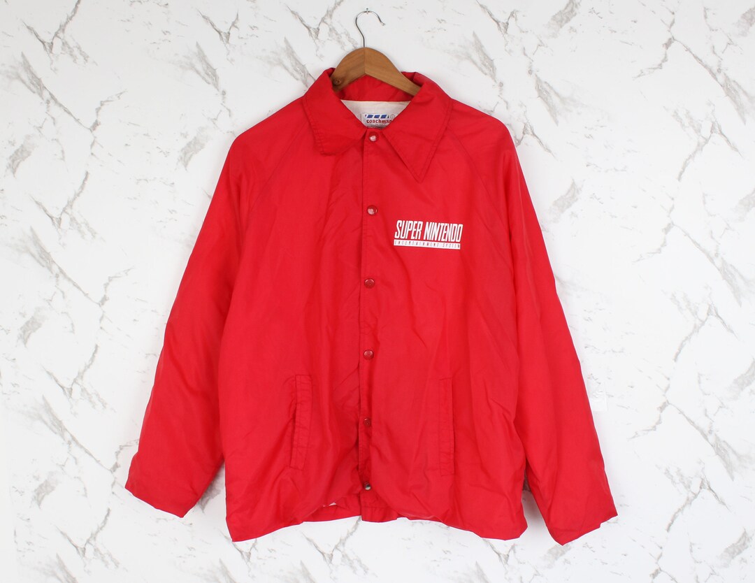 Vintage Nintendo SNES Jacket LARGE 90s Super Nintendo Coach Retro ...