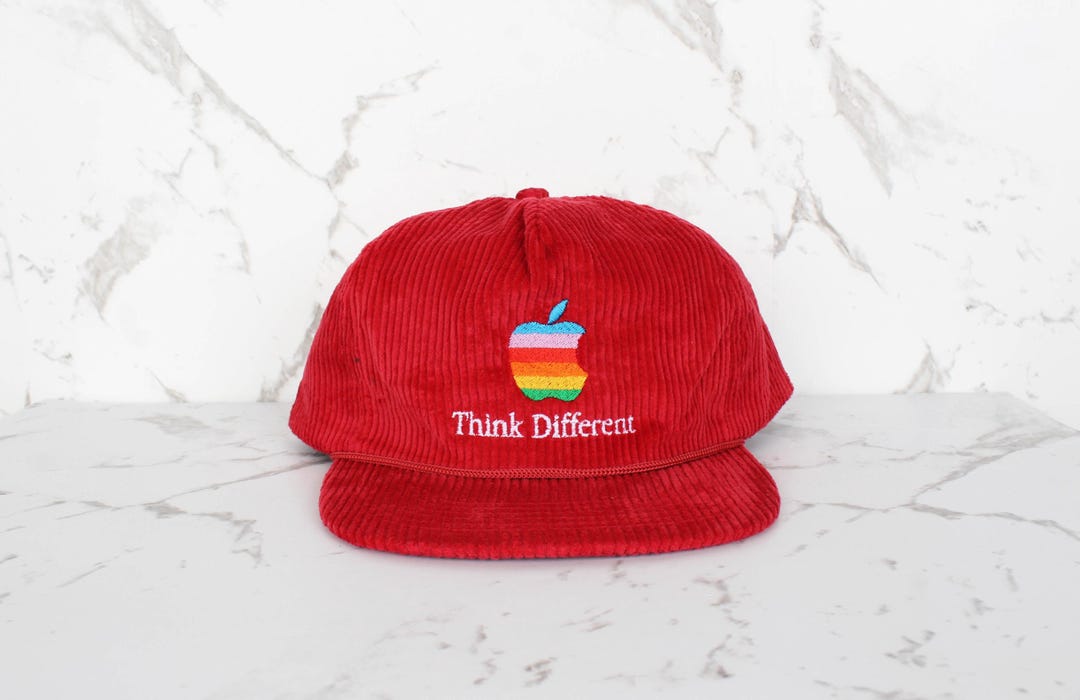 Vintage Think Different Snapback Hat 90s Rope Baseball Cap Apple Computers Technology Merch Gift ...