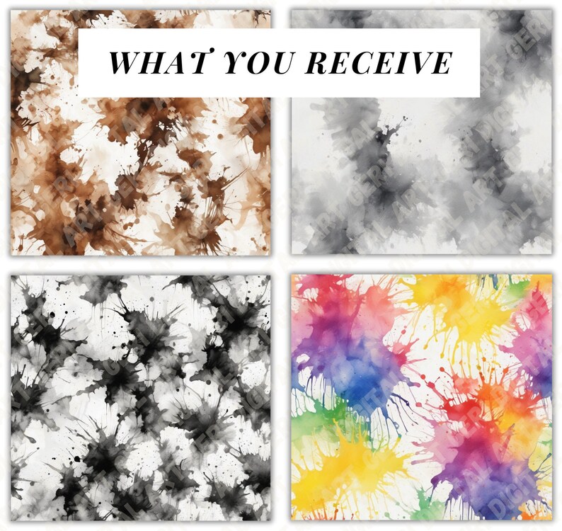 15 Rainbow Splashes Seamless Digital Papers, Seamless Commercial Use ...