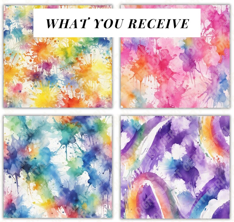 15 Rainbow Splashes Seamless Digital Papers, Seamless Commercial Use ...