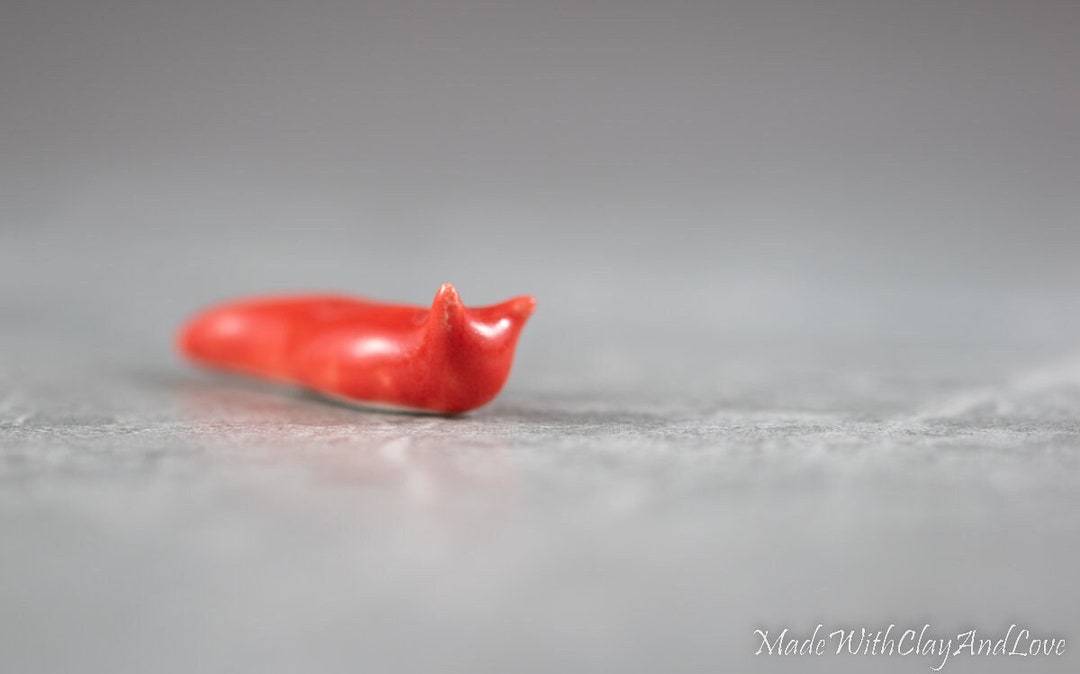 Little Red Slug Terrarium Figurine Miniature Ceramic Porcelain Candy ...