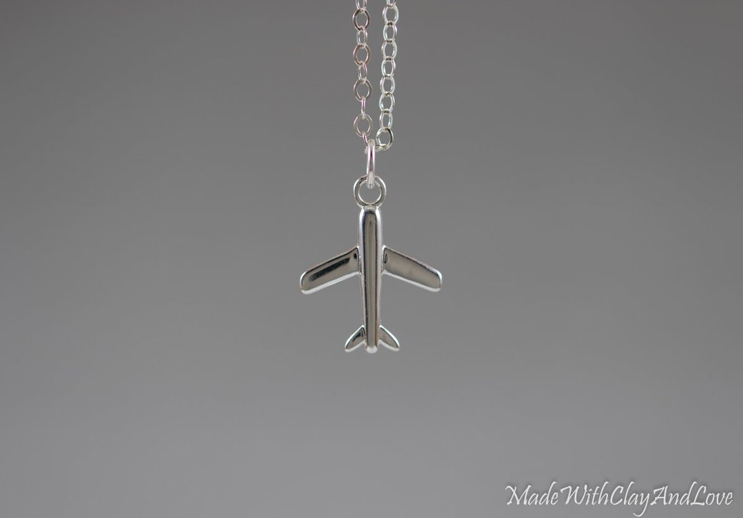 Little Airplane Sterling Silver Necklace Miniature Tiny Cute Plane ...