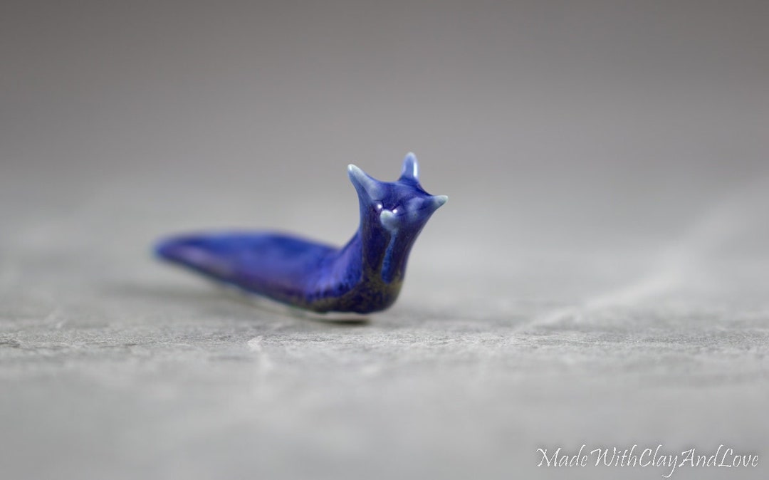 Little Blue Slug Terrarium Figurine Miniature Ceramic - Etsy