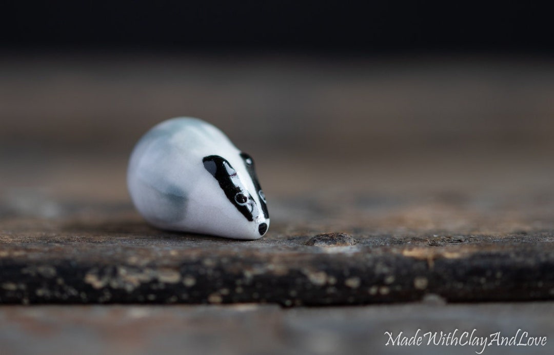 Little Badger Terrarium Figurine Miniature Ceramic Porcelain Animal ...