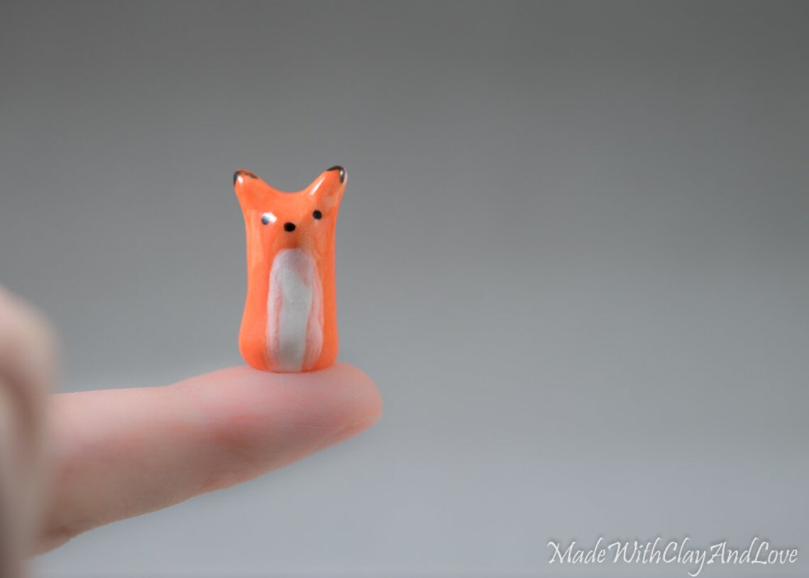 Tall Little Orange Fox Terrarium Figurine Miniature Tiny - Etsy
