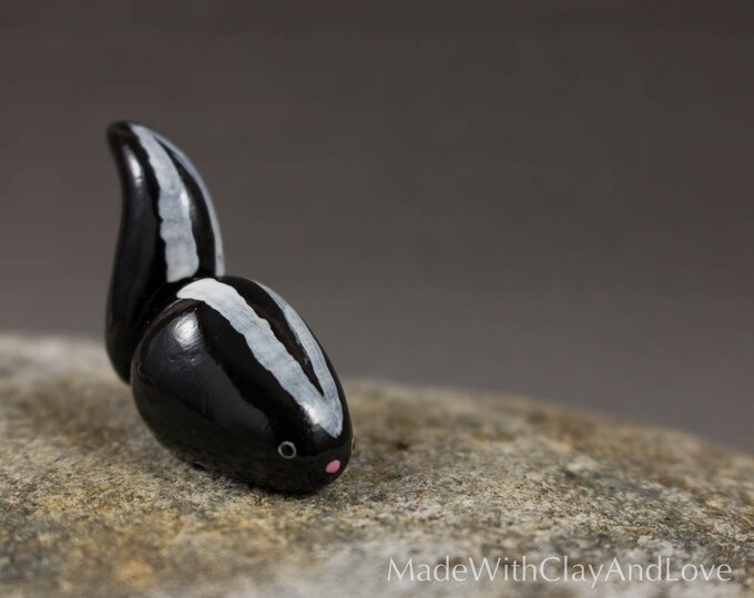 Little Skunk - Terrarium Figurine - Miniature Polymer Clay Animal ...