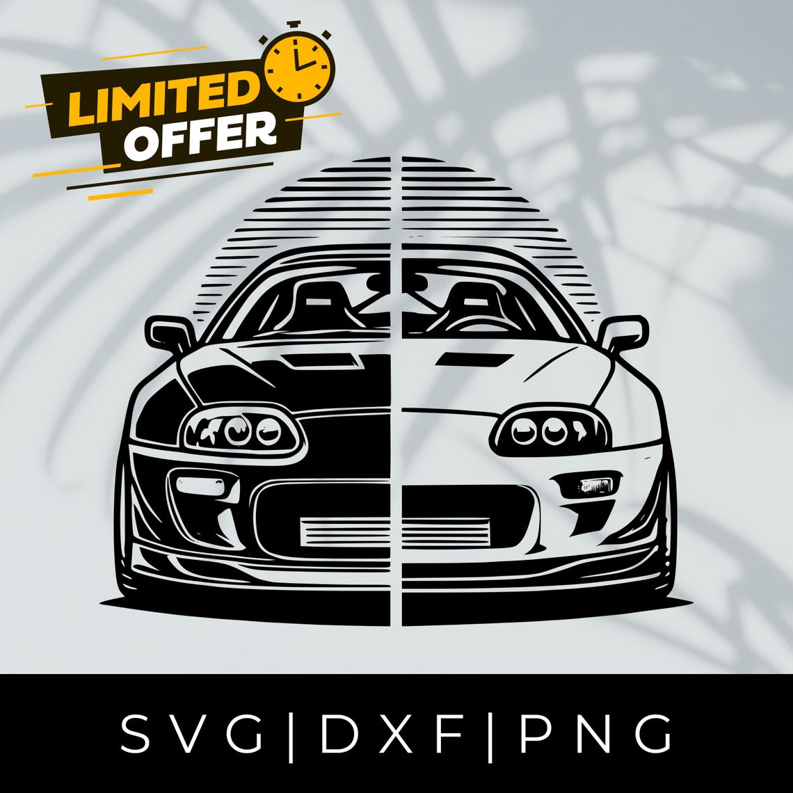 Toyota Supra MK4 Split SVG Minimalist JDM Vector Art for Laser Cut and ...