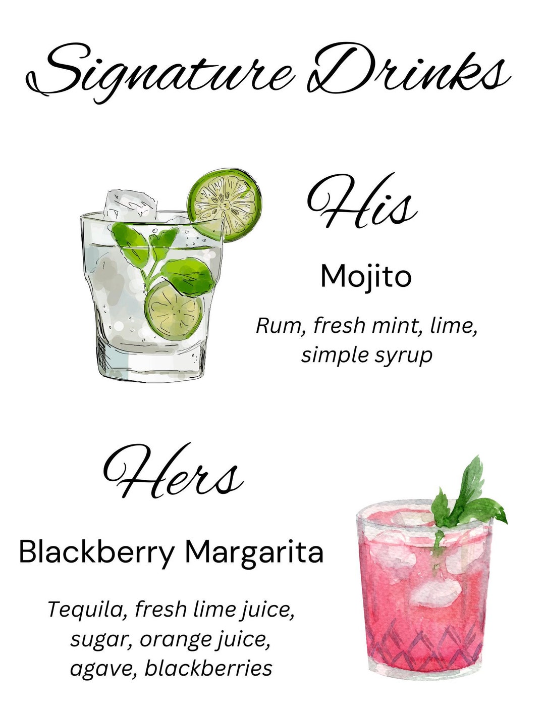 Signature Drinks Bar Sign - Etsy