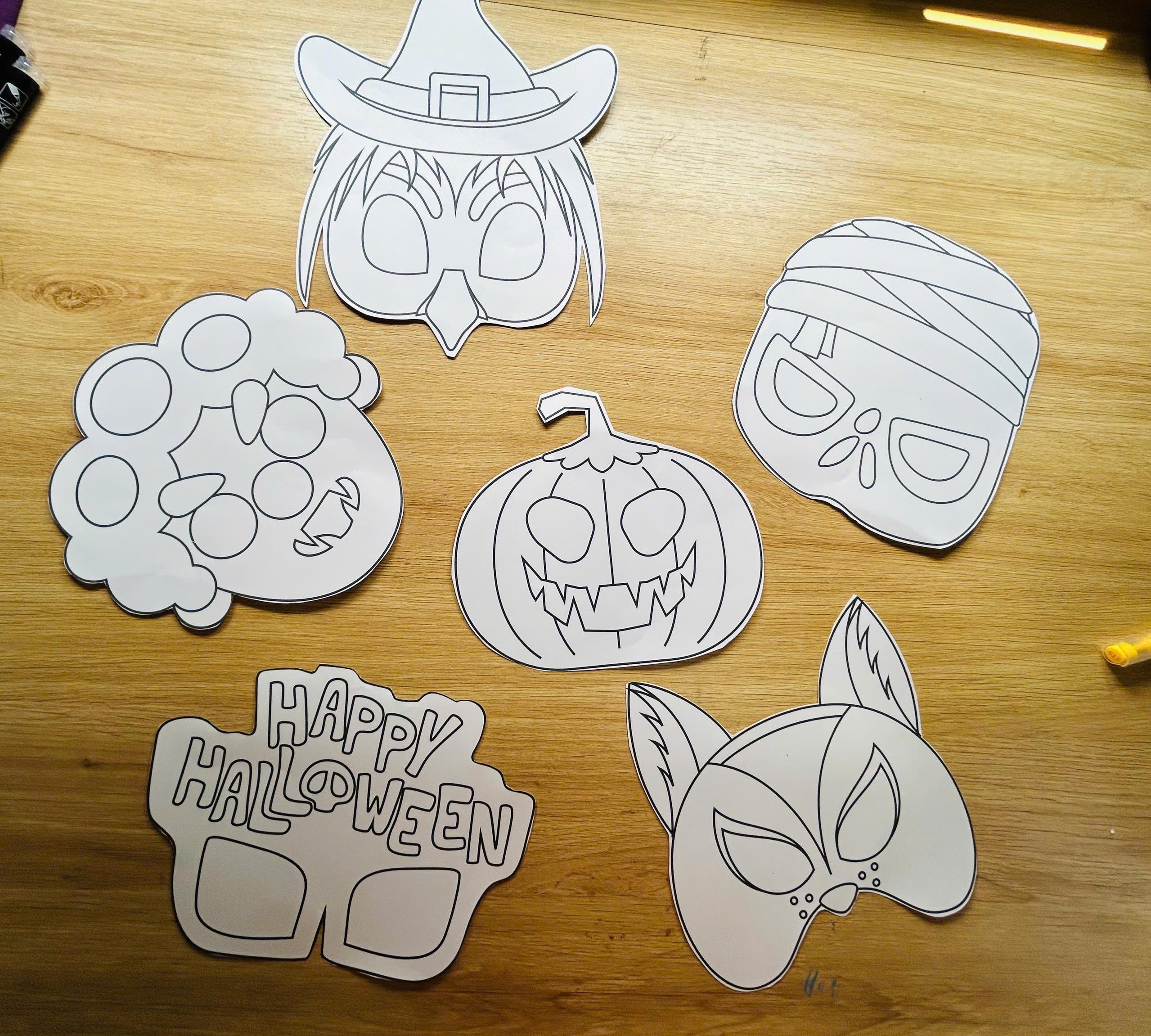 Printable Halloween Masks Halloween Masks for Coloring Cutting and ...