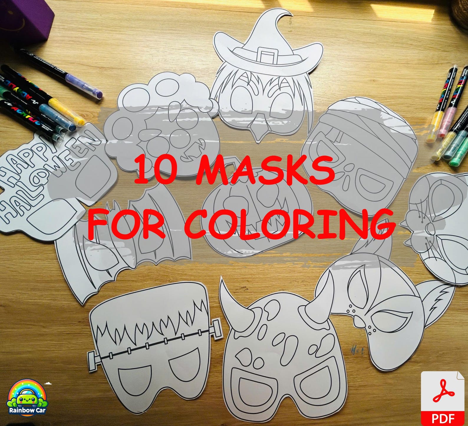 Printable Halloween Masks Halloween Masks for Coloring Cutting and ...
