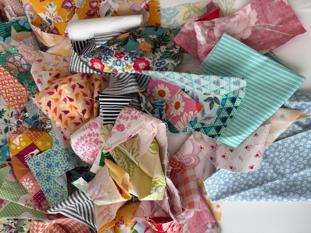 1 Pound Fabric Scrap Bag Designer Quilting Cotton Fabrics Destash Crumb Quilting Scrappy ...