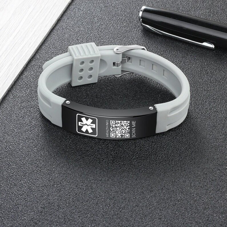 Upgraded Qr Code Medical Alert Id Bracelet for Men,update Info Anytime ...